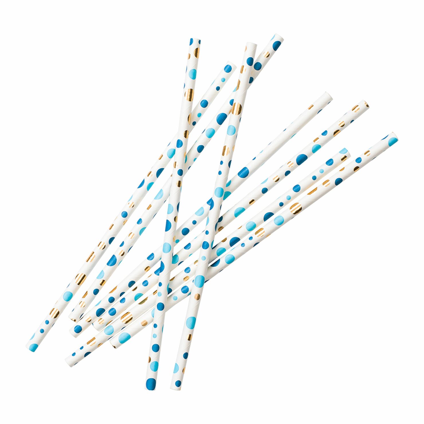 Pappersugrör Blå prickar 24-pack - Festfabriken.se