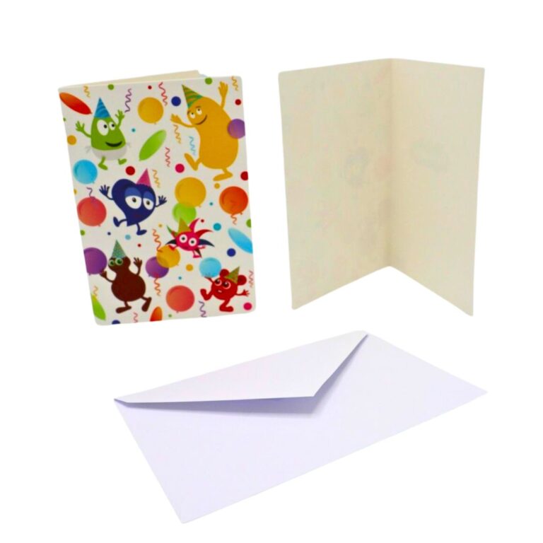 Dubbelt kort med Babblarnamotiv Kalastema - Festfabriken.se