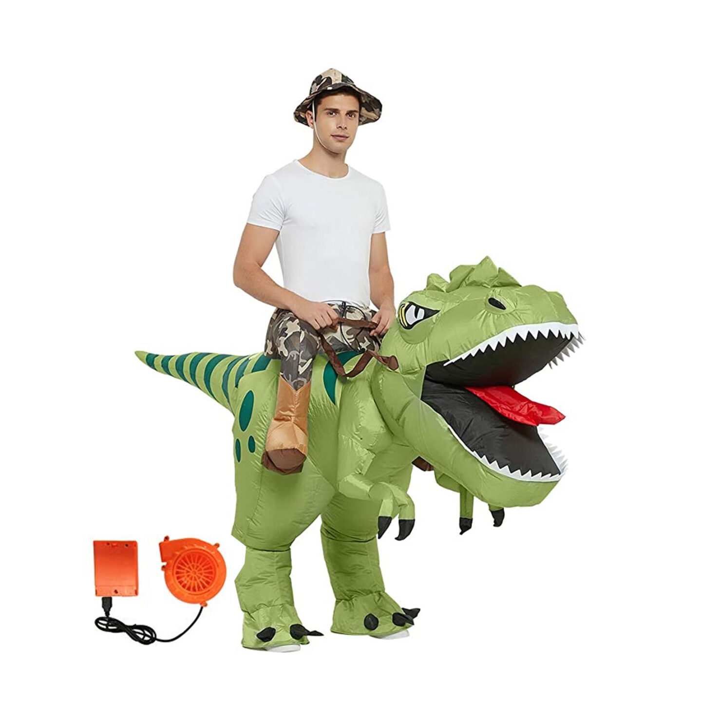 Uppblåsbar Dinosaurie T-rex Dräkt Vuxen strl - Festfabriken.se